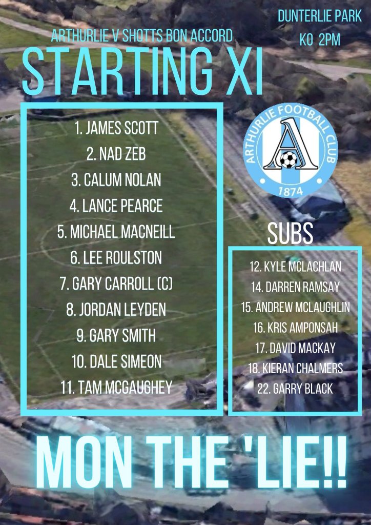 TEAM NEWS: LINEUP V SHOTTS – The Official Website of Arthurlie Football ...