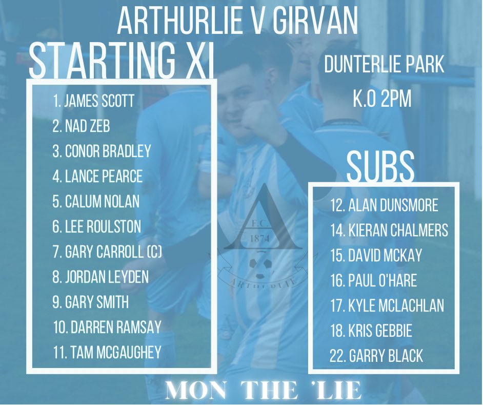 TEAM NEWS: LINEUP V GIRVAN – The Official Website of Arthurlie Football ...