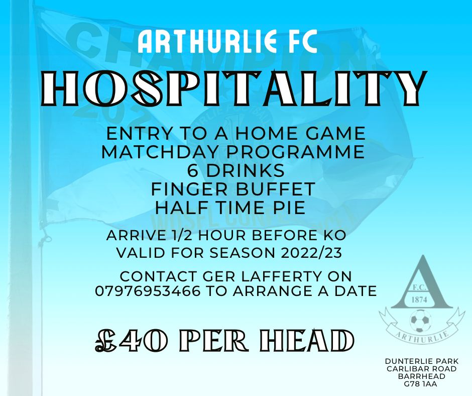 MATCHDAY HOSPITALITY – The Official Website of Arthurlie Football Club