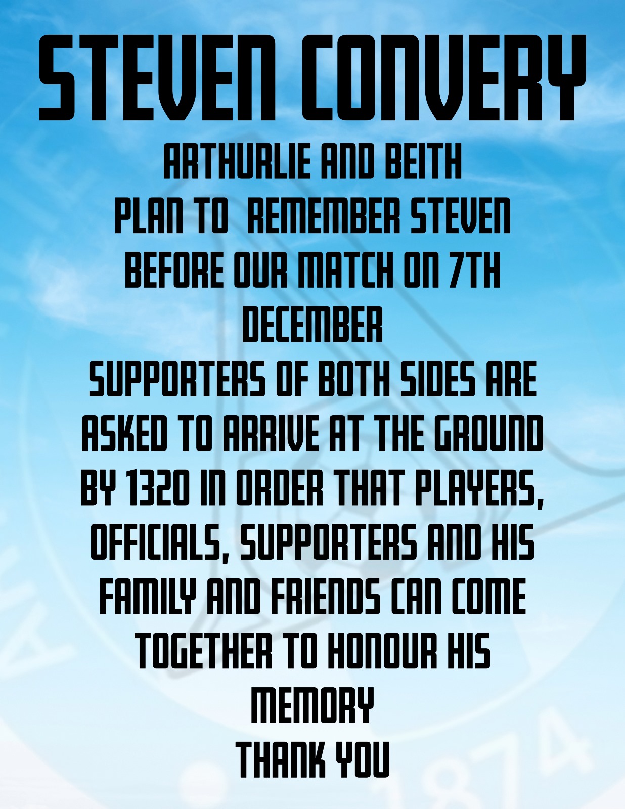 REMEMBERING STEVEN CONVERY – The Official Website of Arthurlie Football ...