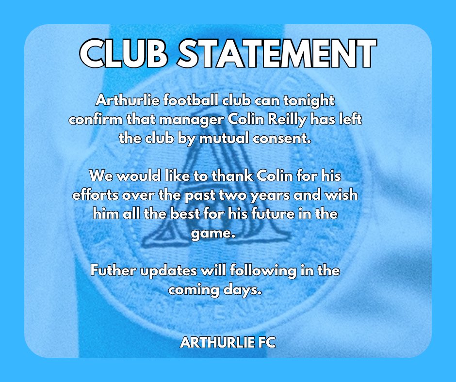CLUB STATEMENT: COLIN REILLY – The Official Website of Arthurlie ...